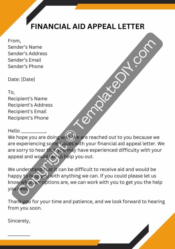 Financial Aid Appeal Letter Sample with Examples [Word]