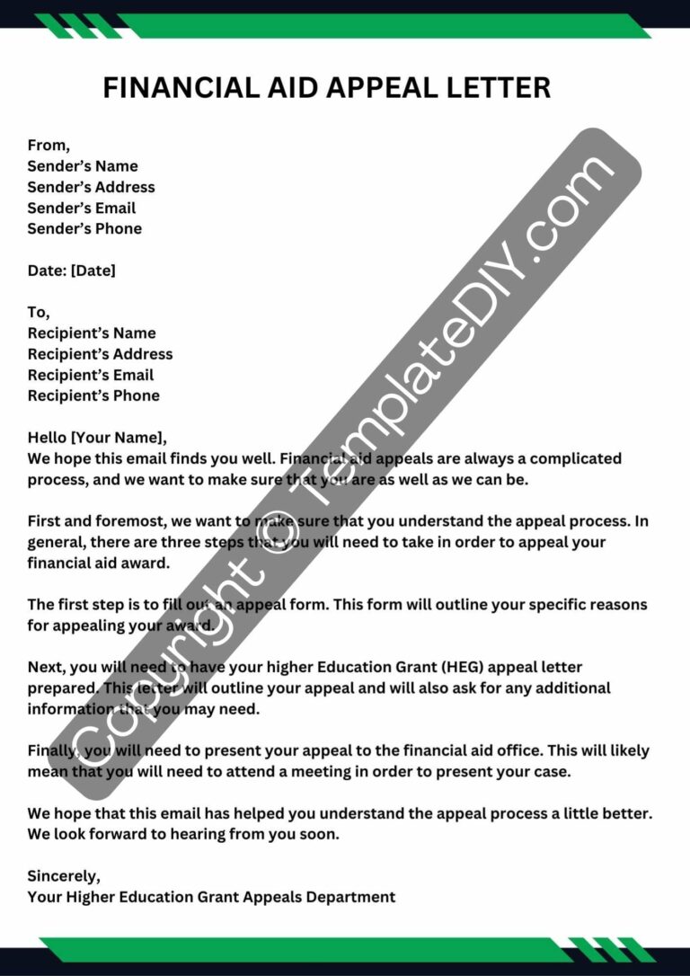 Financial Aid Appeal Letter Sample with Examples [Word]