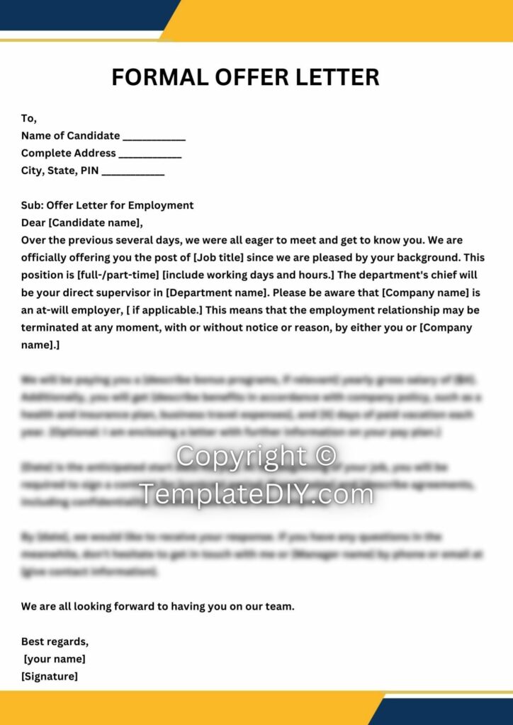 Formal Offer Letter Sample Template with Examples [Word]