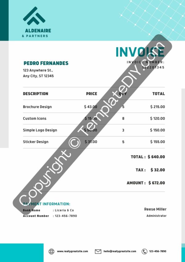Graphic Design Invoice Template Printable PDF, Word, Excel