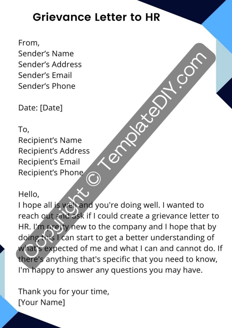 Grievance Letter to HR Sample with Examples [Word]