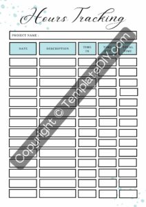 Hours Tracking Template Printable PDF, Word, Excel