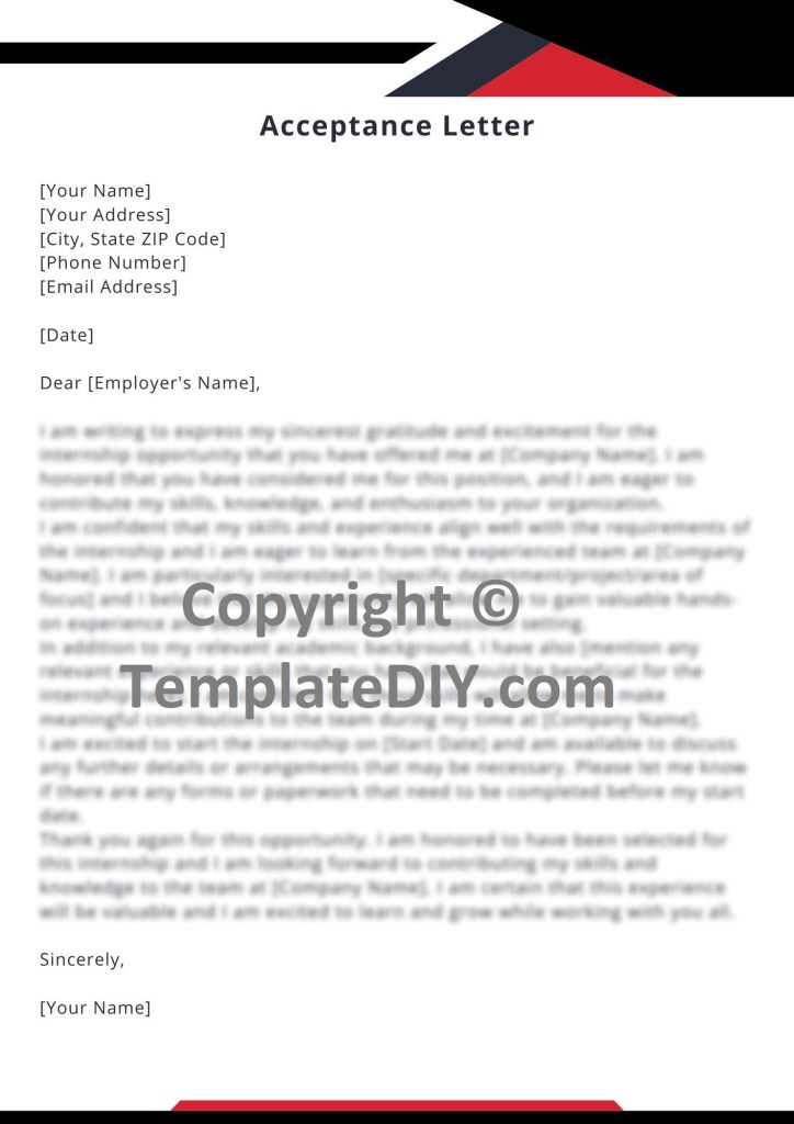 Internship Acceptance Letter Template | Word & PDF