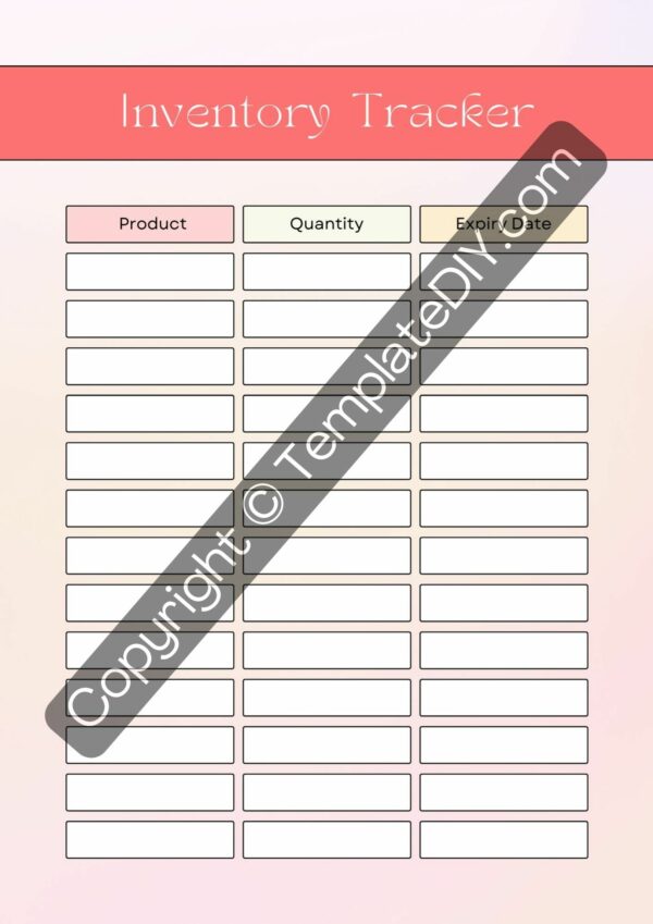Inventory Tracking Template Printable in PDF, Word, Excel