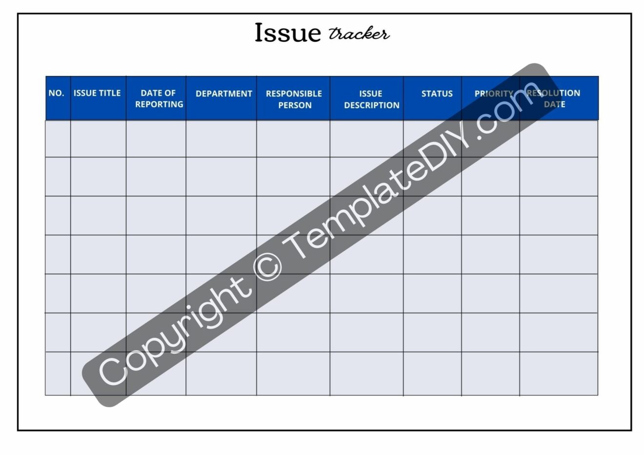 Issue Tracker Template Printable in PDF, Word, Excel