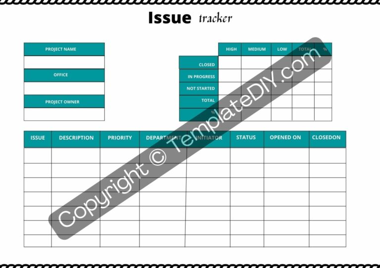 Issue Tracker Template Printable in PDF, Word, Excel