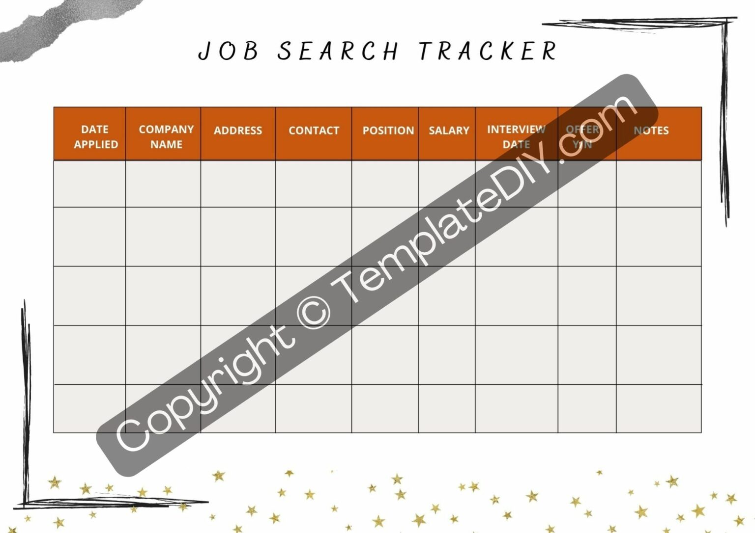 Job Search Tracker Template Printable PDF, Word, Excel