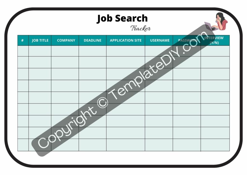 Job Search Tracker Template Printable PDF, Word, Excel