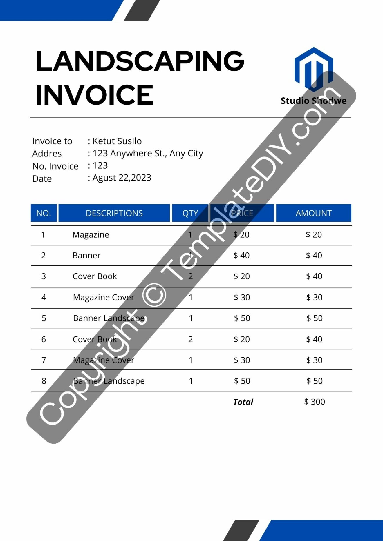 Landscaping Invoice Template Printable PDF, Word [Editable]
