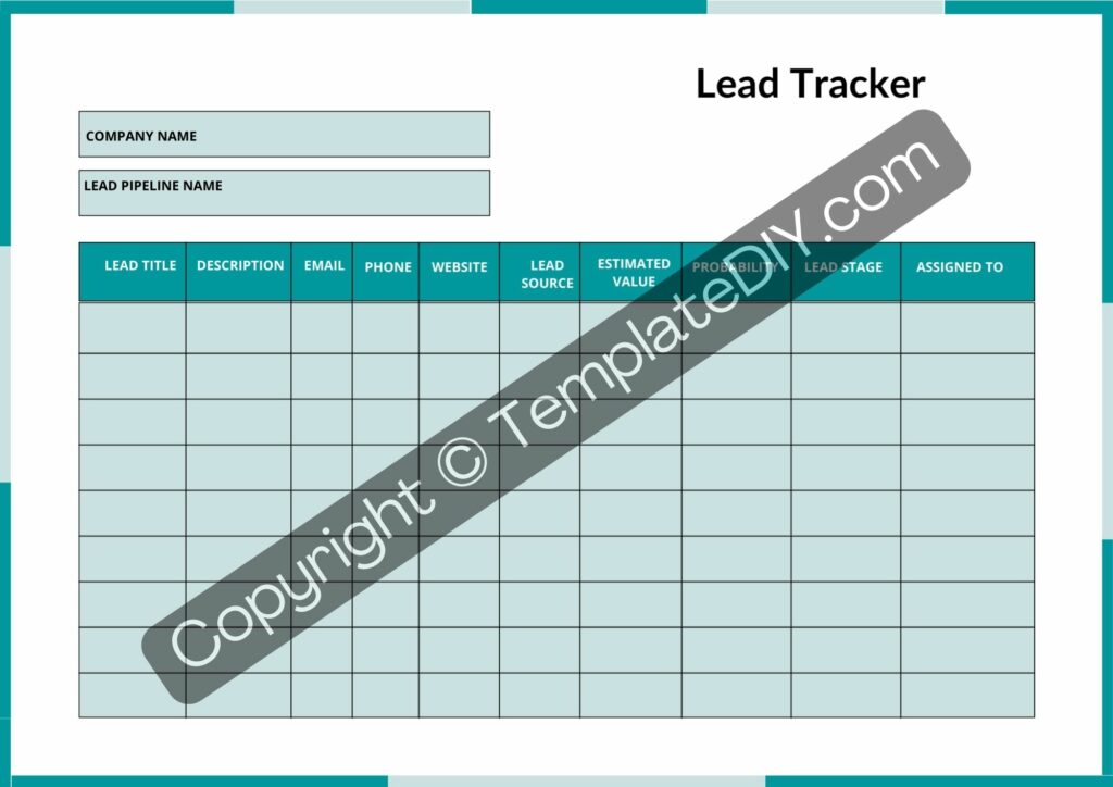 Lead Tracker Template Printable in PDF, Word, Excel