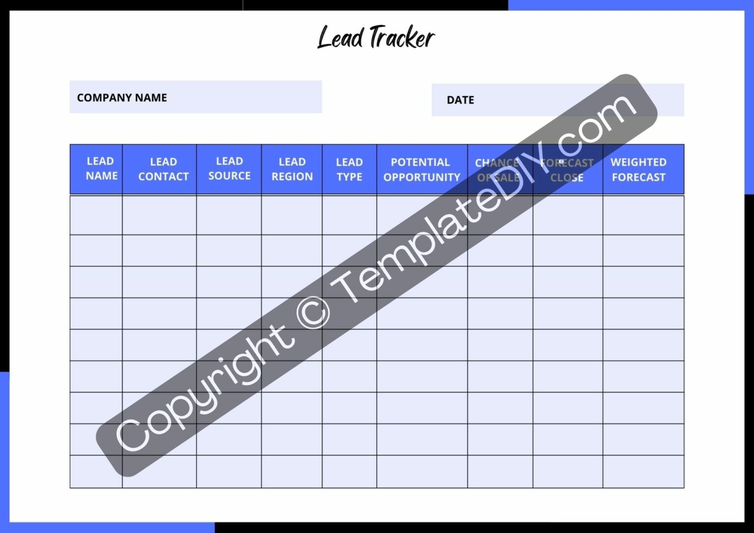 Lead Tracker Template Printable in PDF, Word, Excel