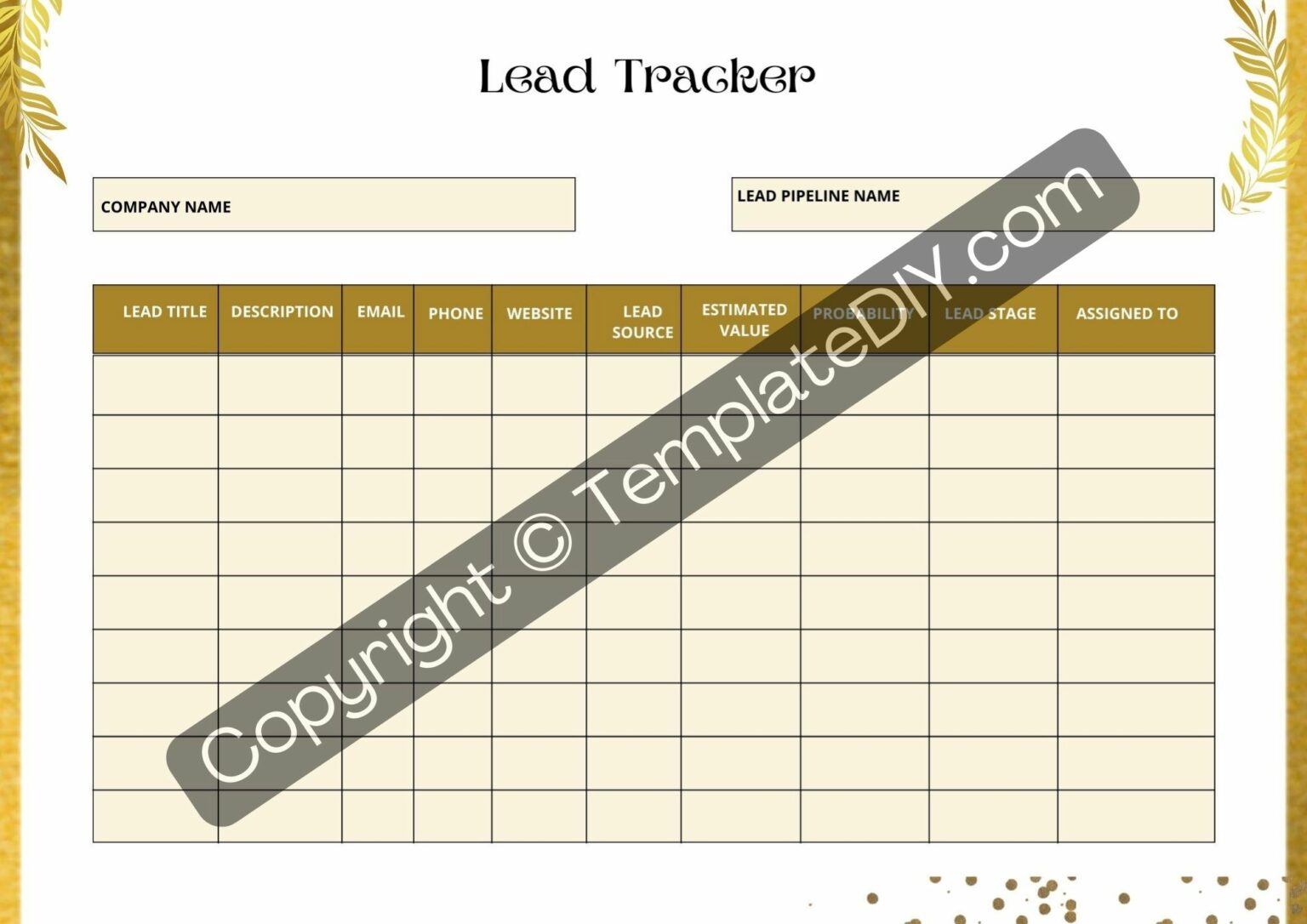 Lead Tracker Template Printable in PDF, Word, Excel