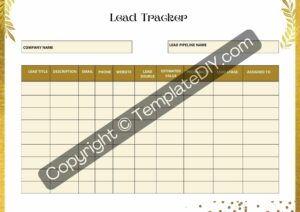 Lead Tracker Template Printable in PDF, Word, Excel