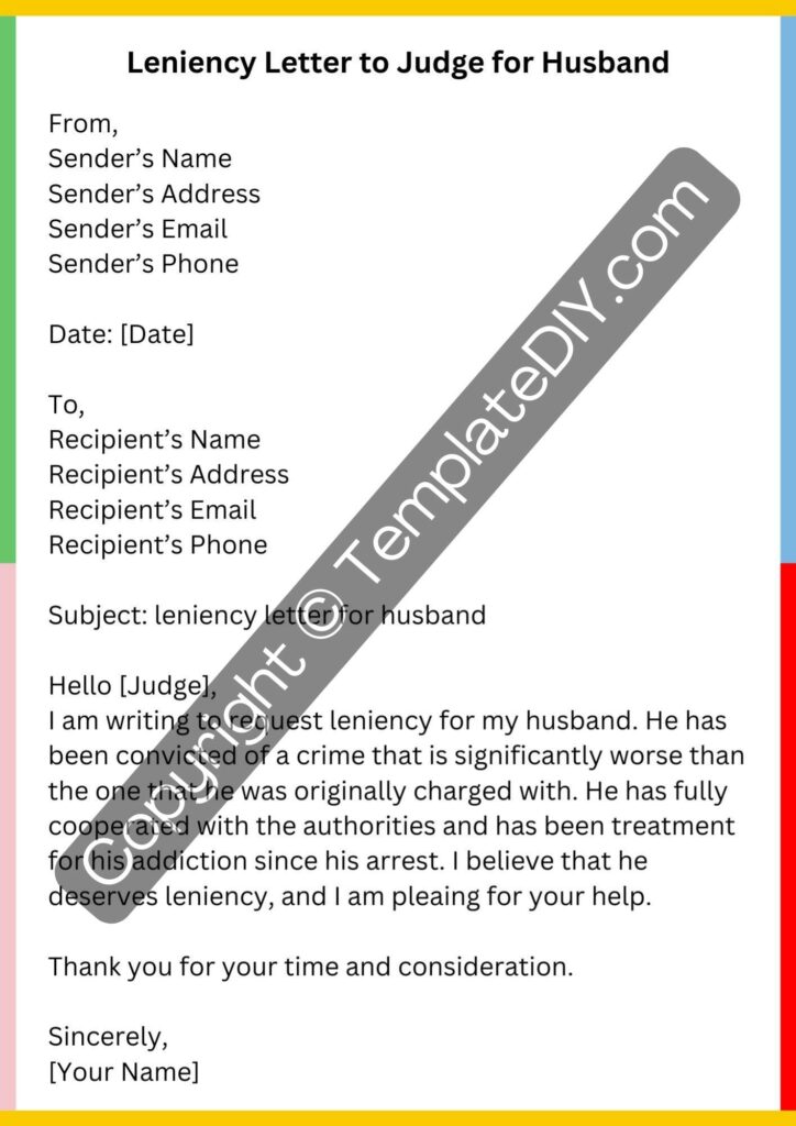 Printable Leniency Letter for Husband’s Sentencing | PDF & Word