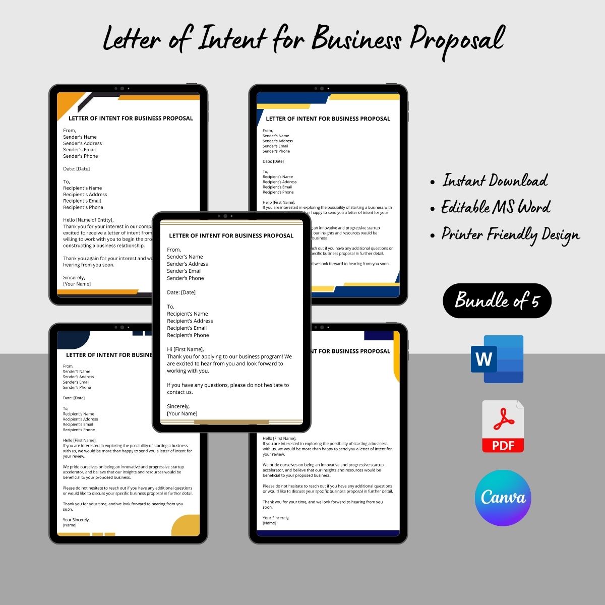 Letter of Intent for Business Proposal Sample Template Pdf