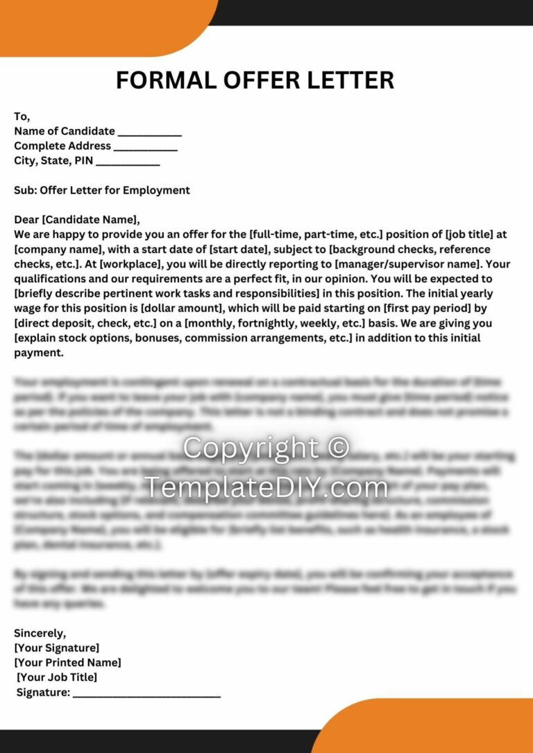 Formal Offer Letter Sample Template with Examples [Word]