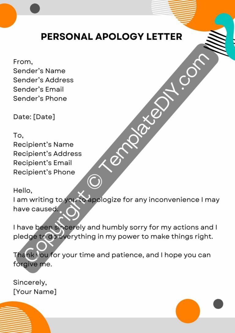 Personal Apology Letter Sample with Examples [Word]