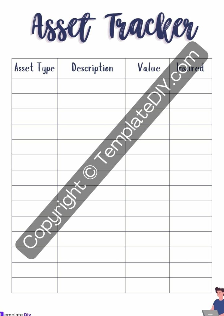 Asset Tracking Template Printable PDF, Word, Excel