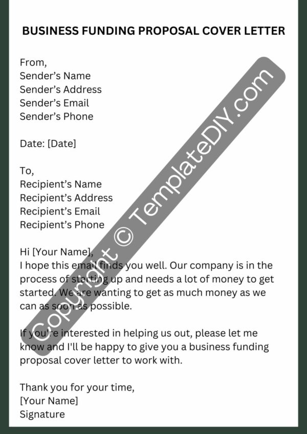 Business Funding Proposal Cover Letter Sample and Examples