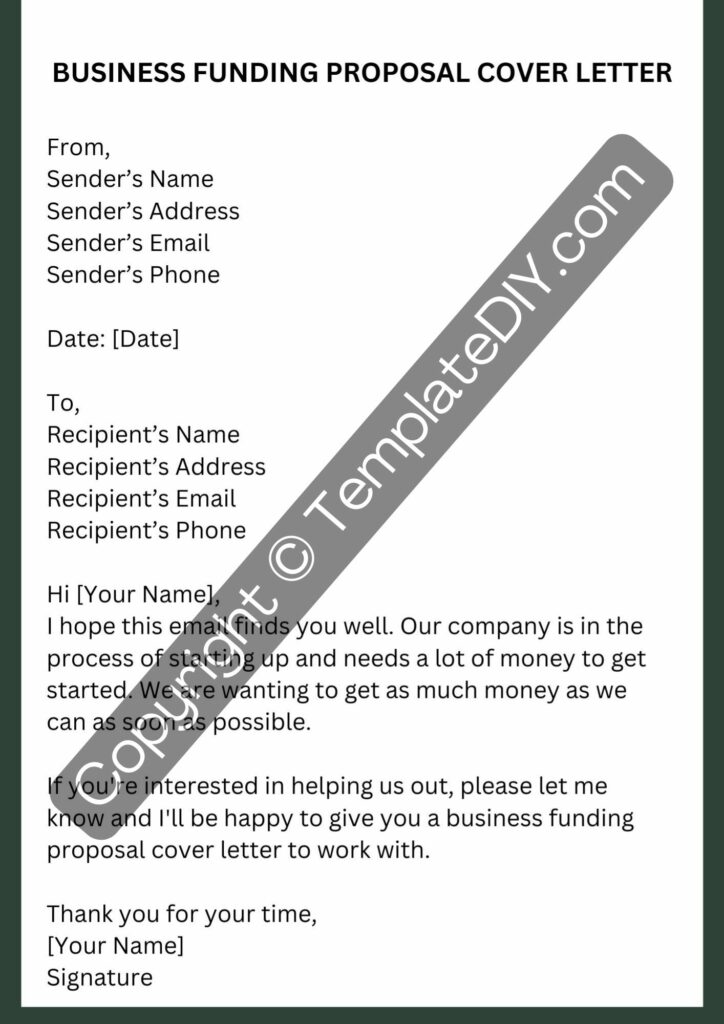 Business Funding Proposal Cover Letter Sample and Examples