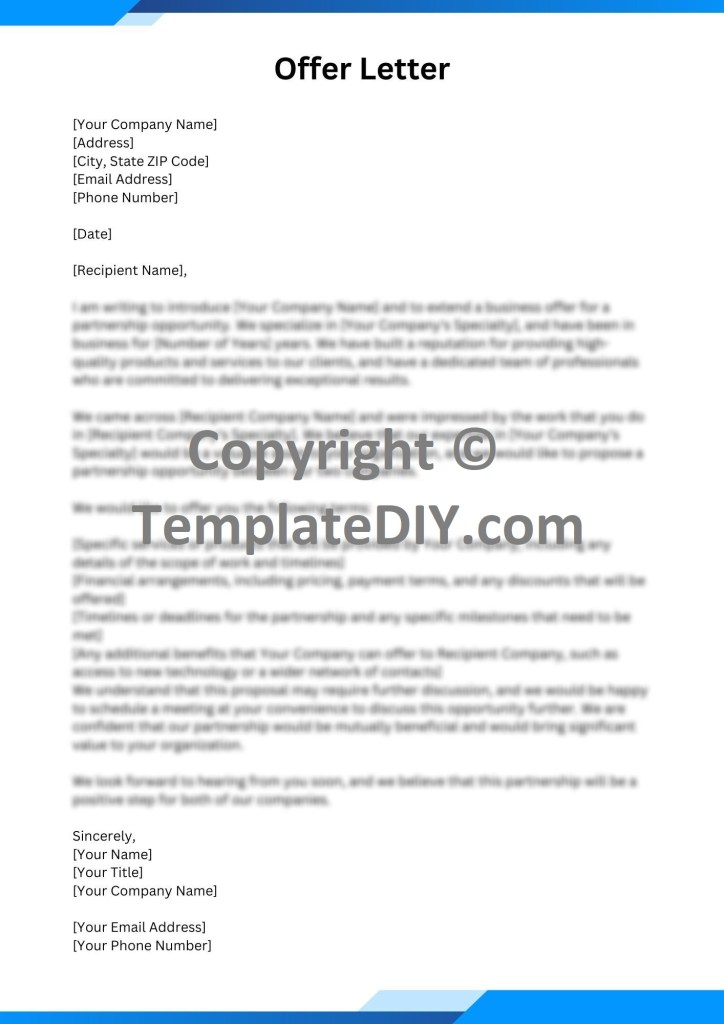 Business Offer Letter Sample Template with Examples [Word]