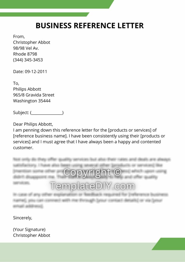 Business Reference Letter Sample with Examples [Word]
