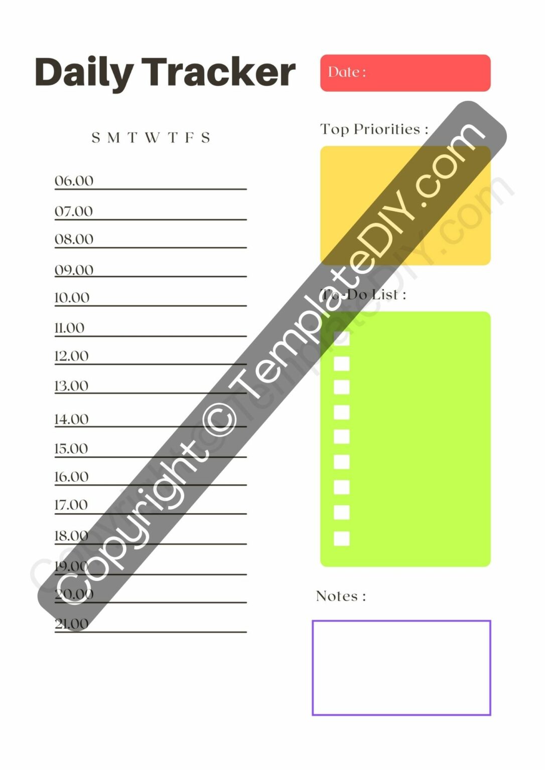 Daily Tracker Template Printable in PDF, Word, Excel