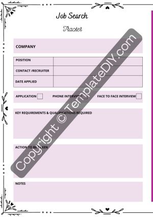 Job Search Tracker Template Printable PDF, Word, Excel