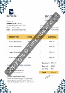 Monthly Invoice Template Printable PDF, Word, Excel