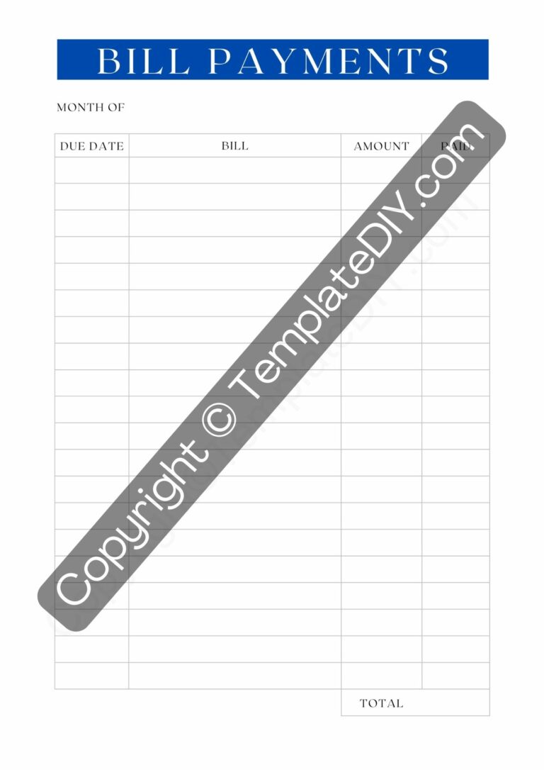 Payment Tracker Template Printable in PDF, Word, Excel