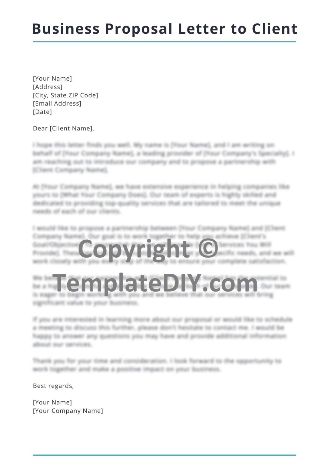 Business Proposal Letter to Client Sample with Examples