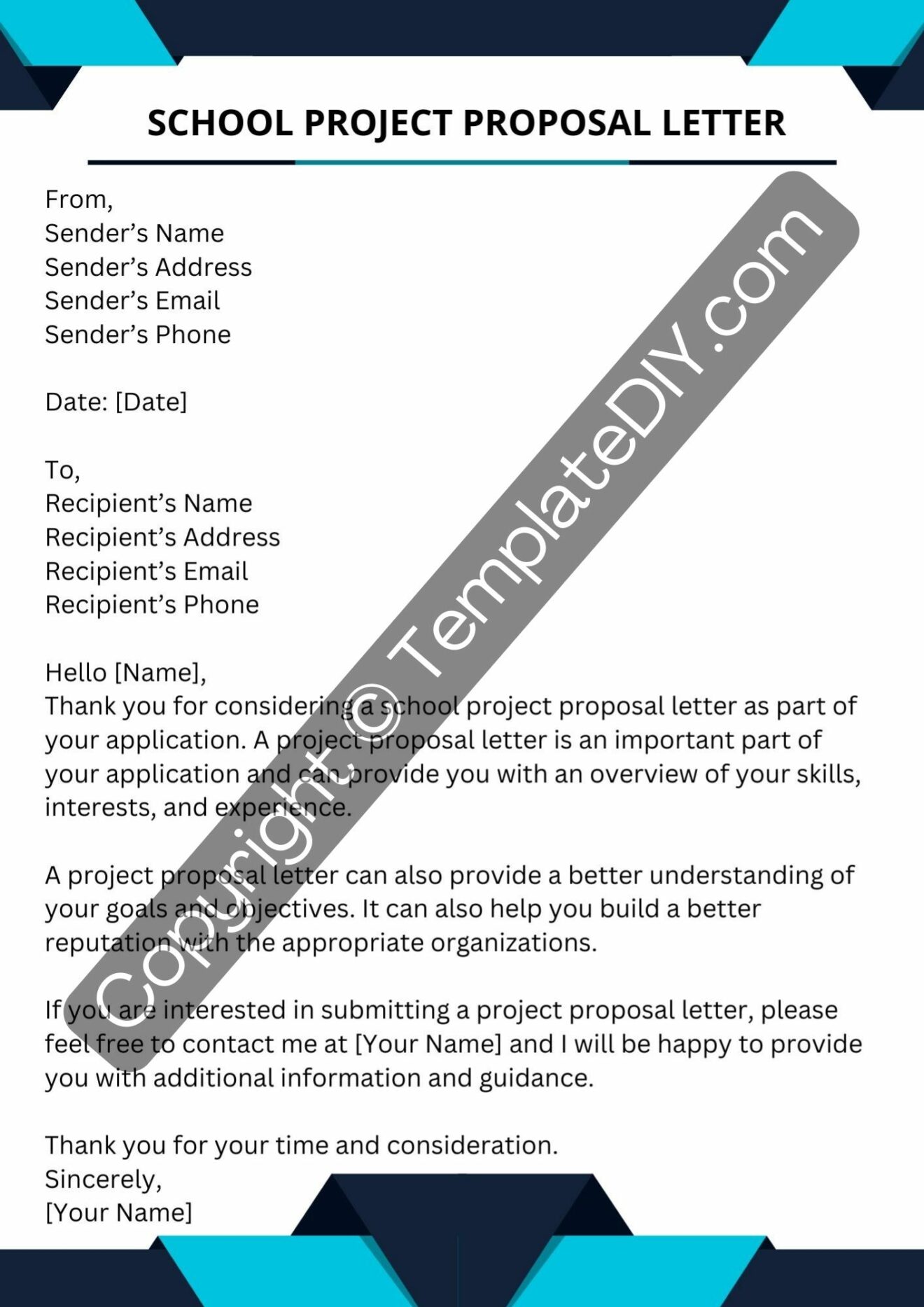 School Project Proposal Letter Sample Template Pdf, Word