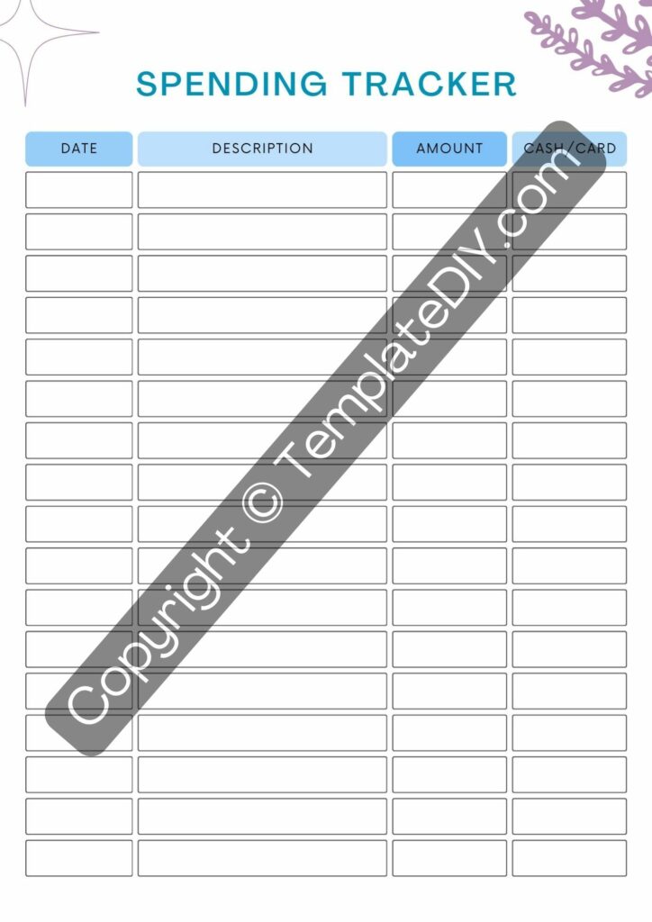 Spending Tracker Template Printable in PDF, Word, Excel