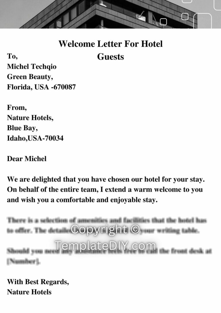 Download Hotel Guest Welcome Letter Template | PDF & Word