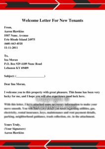 Welcome Letter For New Tenants Sample with Examples [Word]