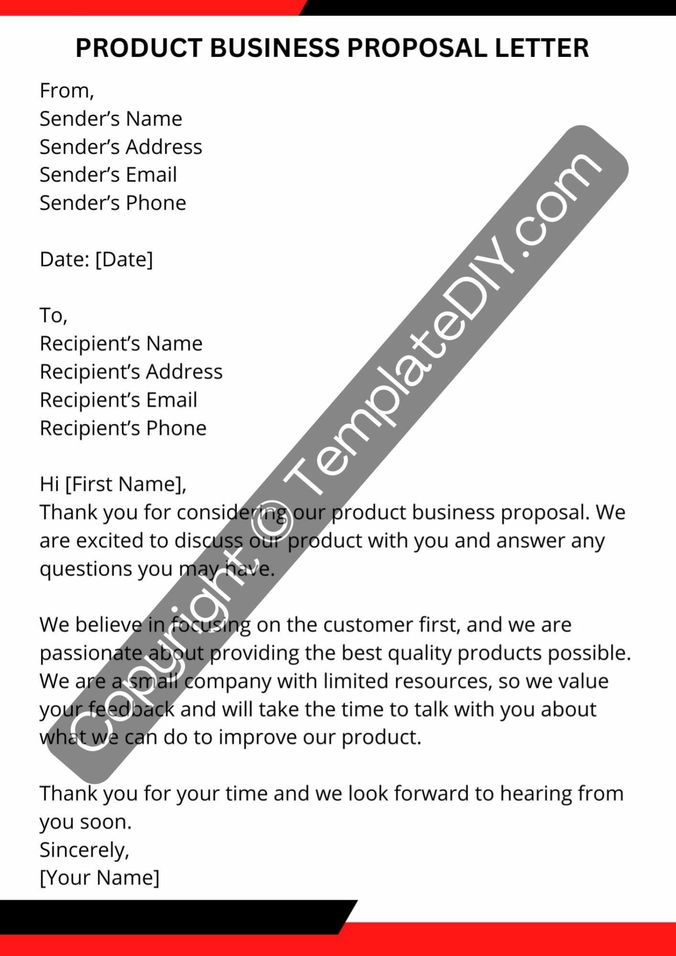 Product Business Proposal Letter Sample Template Pdf, Word