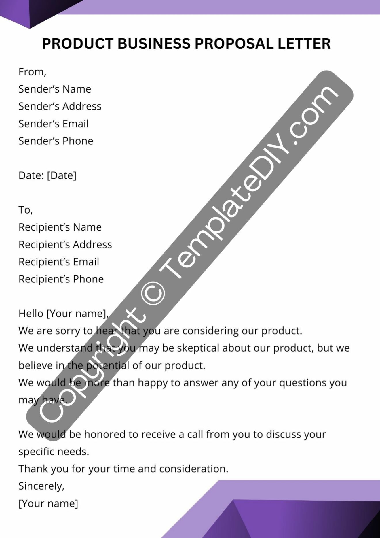 Product Business Proposal Letter Sample Template Pdf, Word