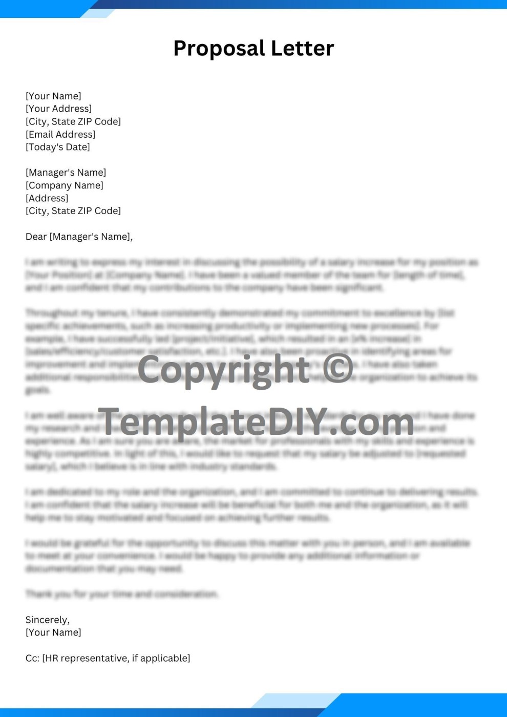Salary Increase Request Letter Template Download