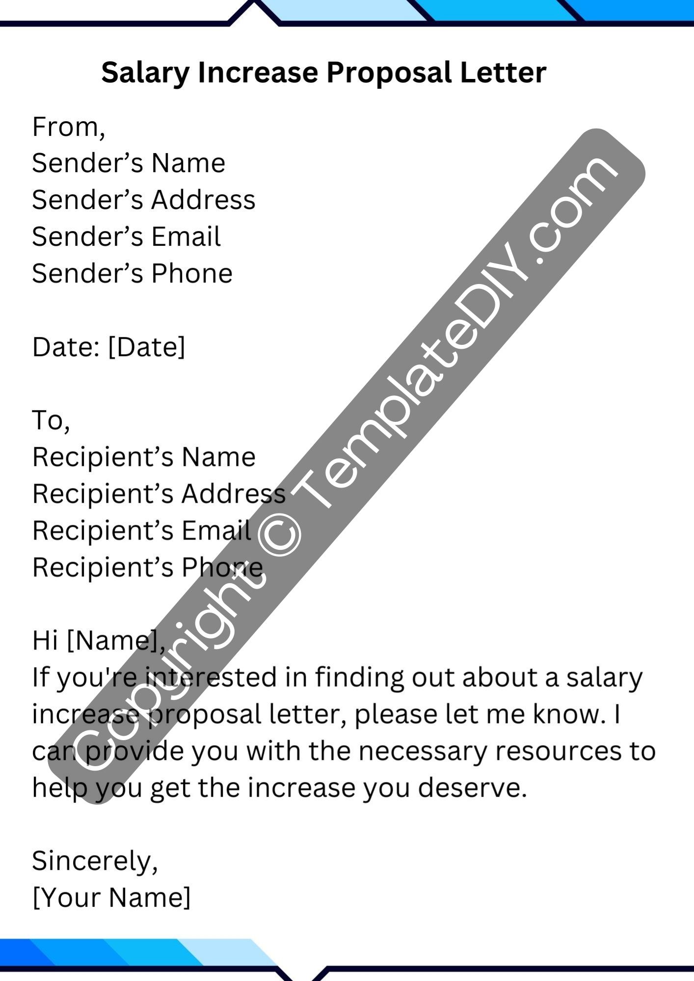 Salary Increase Proposal Letter Sample Template in Pdf & Word