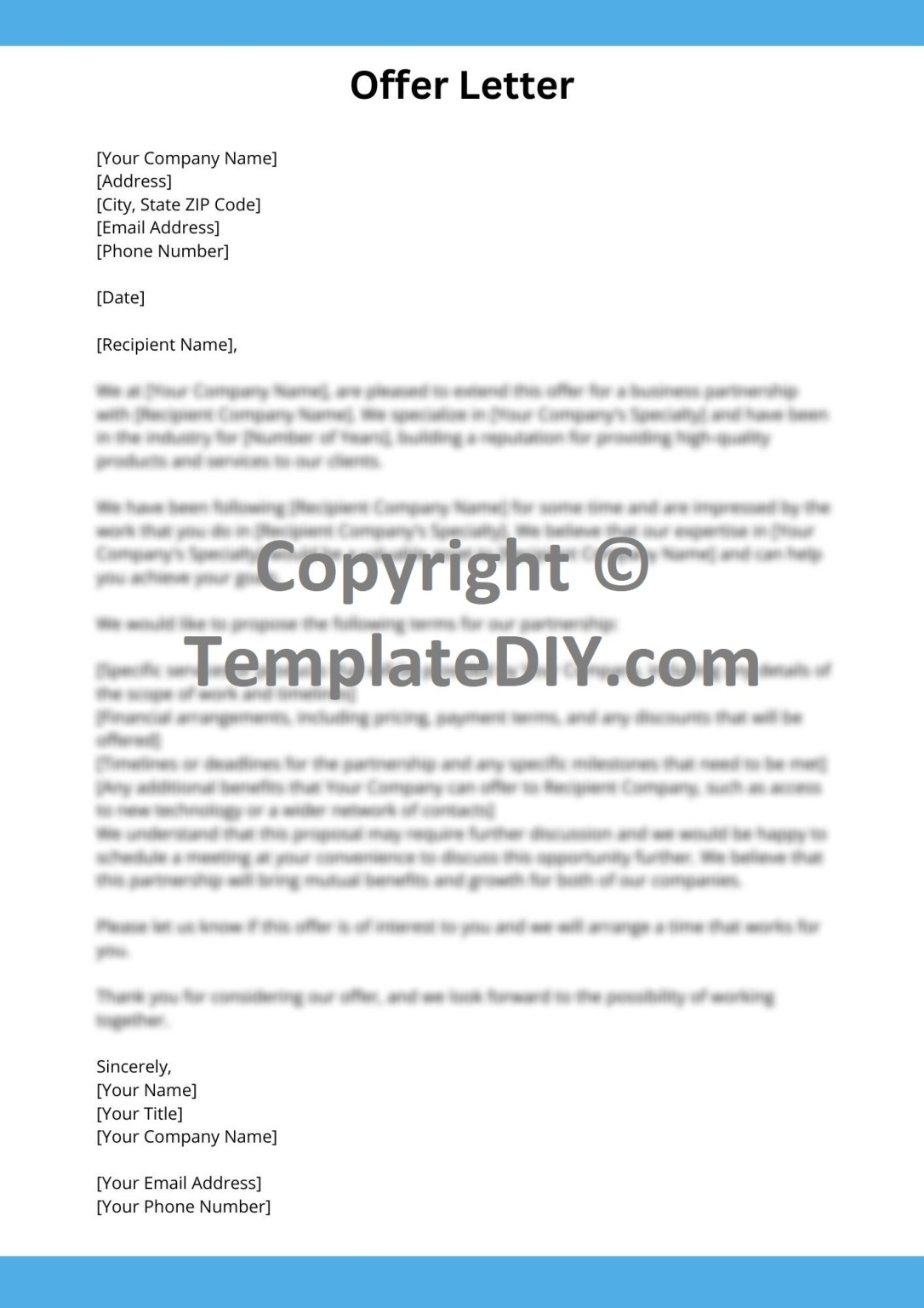 Business Offer Letter Sample Template with Examples [Word]