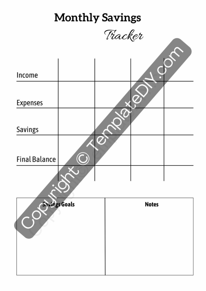 Savings Tracker Template Printable in PDF, Word, Excel