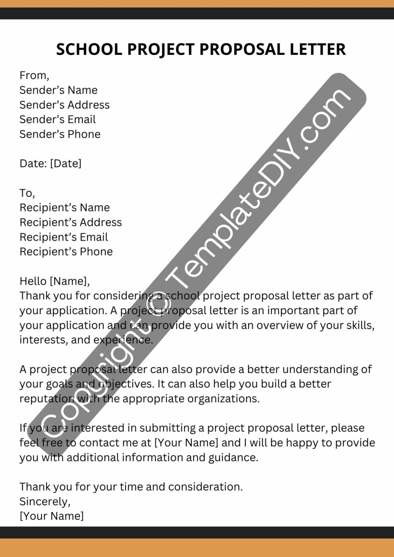 School Project Proposal Letter Sample Template Pdf, Word