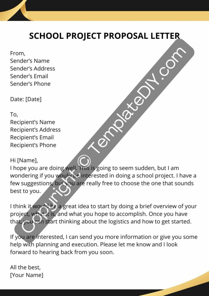 School Project Proposal Letter Sample Template Pdf, Word