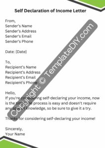 Self Declaration of Income Letter Sample Template Pdf, Word