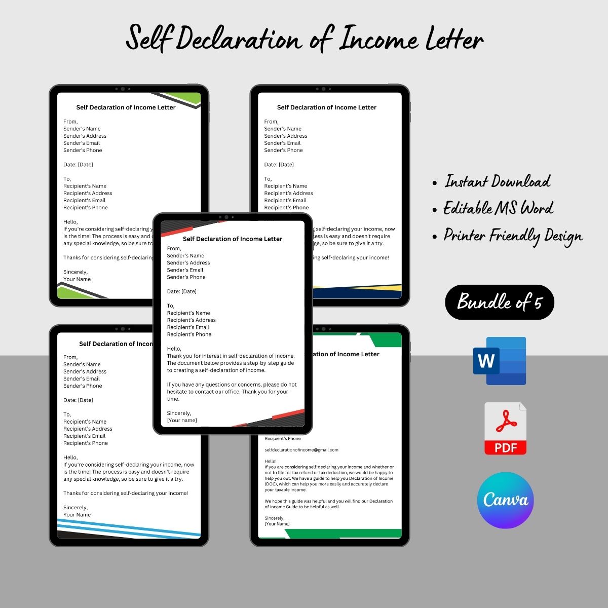 Self Declaration of Income Letter Sample Template Pdf, Word