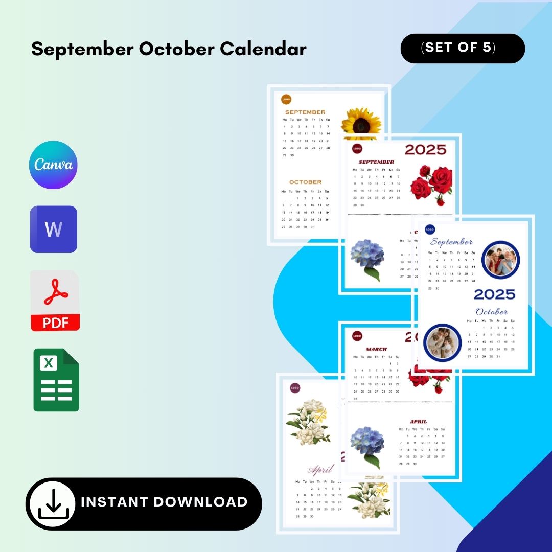 September October 2025 Calendar Printable PDF, Word, Excel