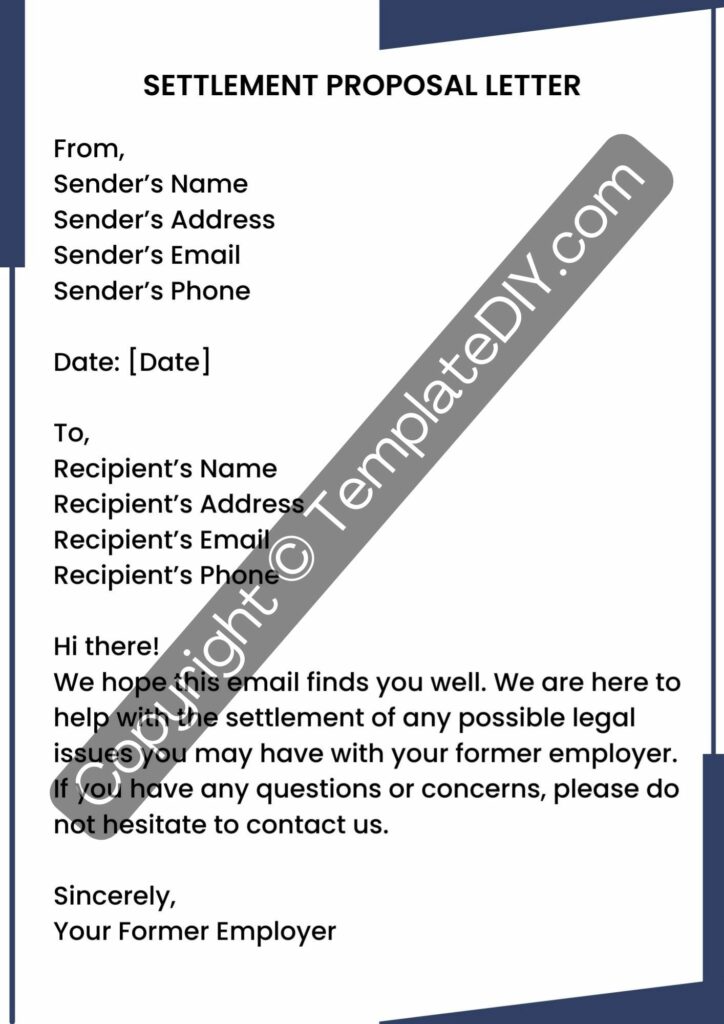 Settlement Proposal Letter Sample Template in Pdf, Word