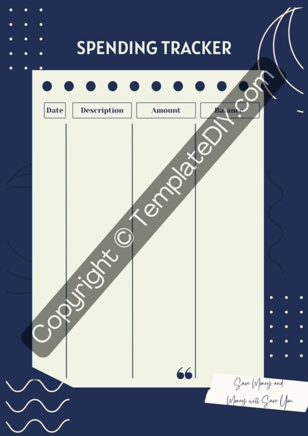 Spending Tracker Template Printable in PDF, Word, Excel
