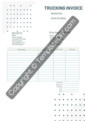 Trucking Invoice Printable Template in PDF, Word, Excel