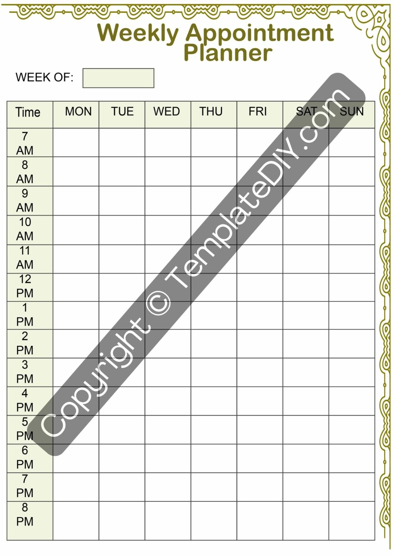 Weekly Appointment Planner Template PDF, Word, Excel